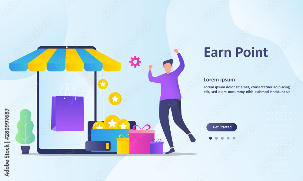 Earn Point concept, Loyalty program and get rewards, Suitable for web ...