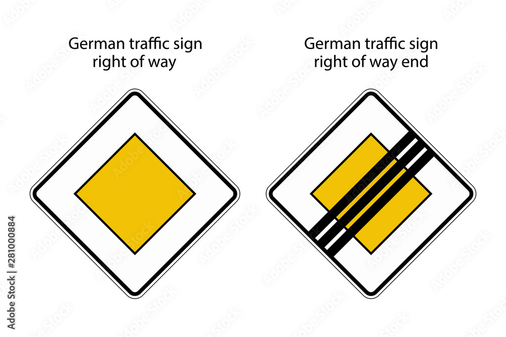 German Road Sign Right Of Way And Right Of Way End - Vector ...