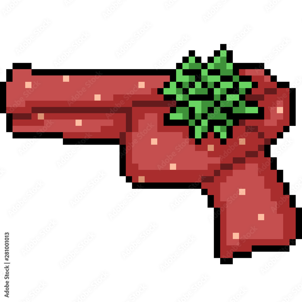 vector pixel art gun present Stock Vector | Adobe Stock