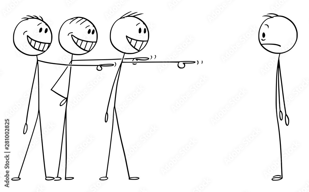 Vector cartoon stick figure drawing conceptual illustration of shocked ...