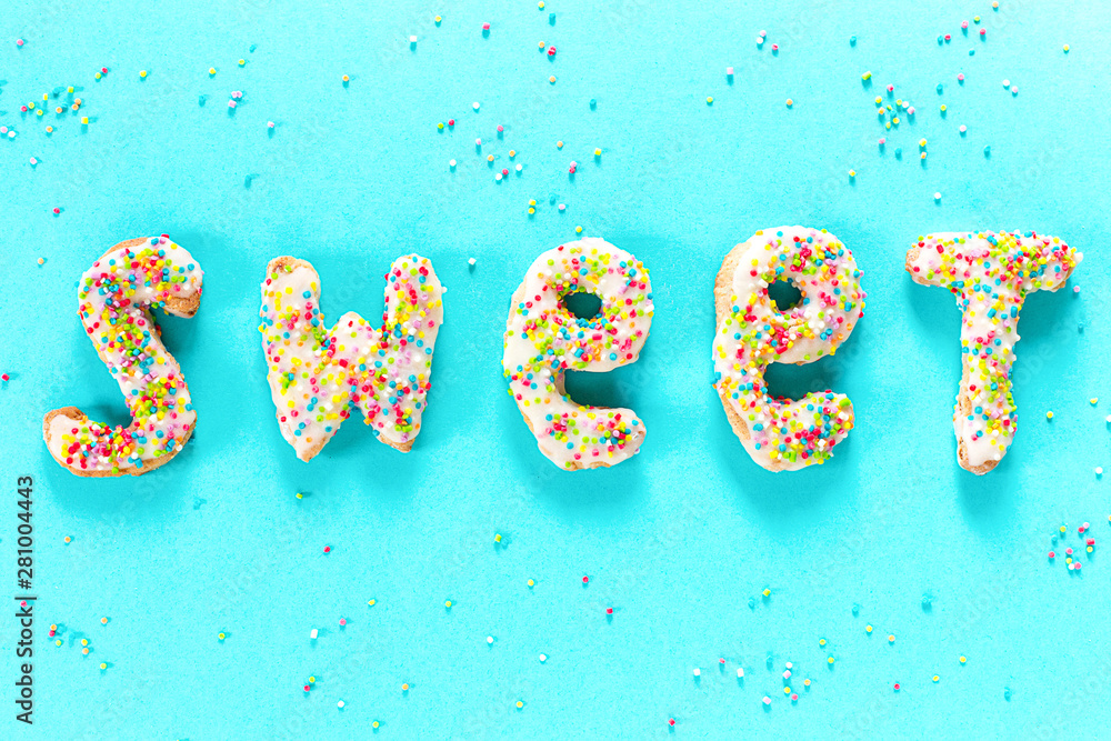 Blue background with letters icing sweet from cookie Stock Photo ...