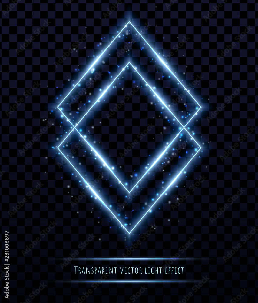 Glowing blue polygonal frame with light effects isolated on transparent ...