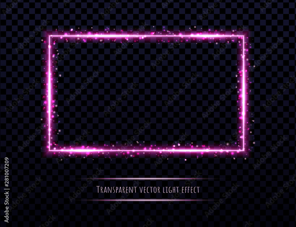 Pink neon frame with light effects isolated on transparent background ...