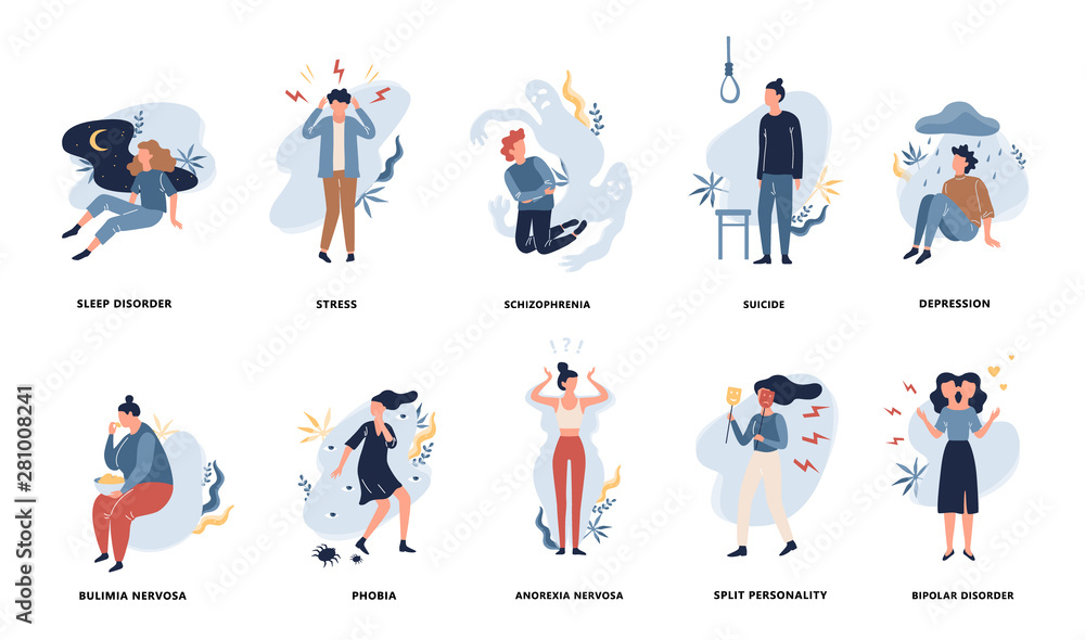 People with mental disorder set. Collection of psychiatric Stock Vector ...