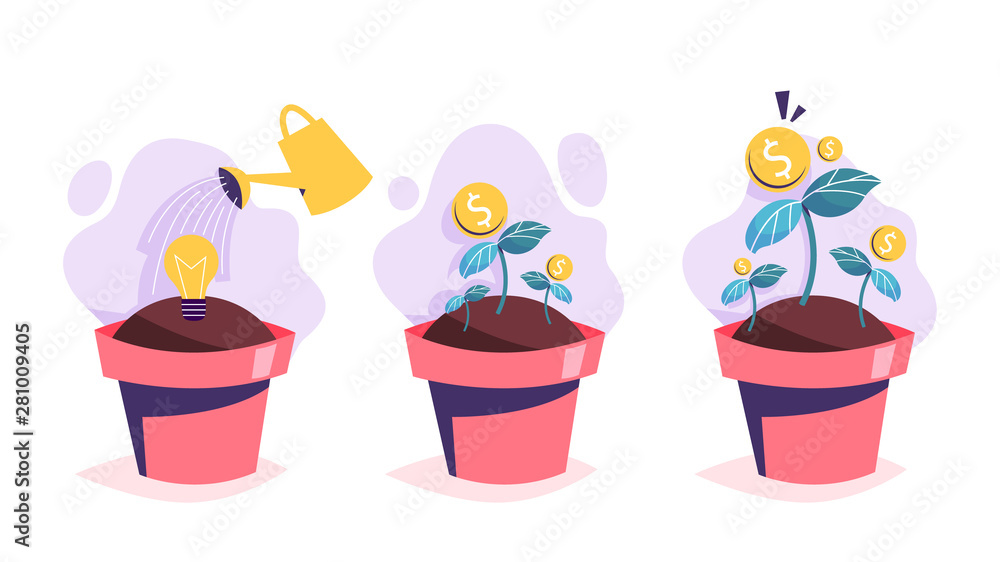 Money tree growth process Stock Vector | Adobe Stock