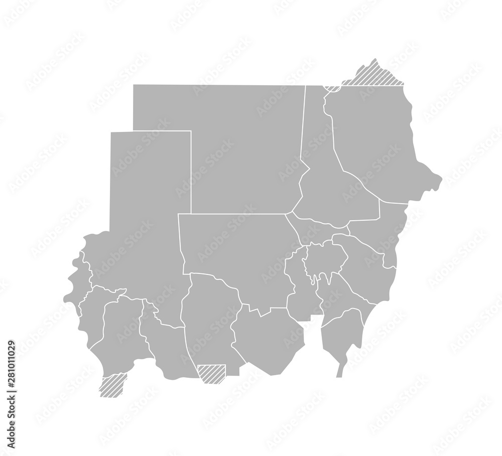 Vector isolated illustration of simplified administrative map of Sudan ...