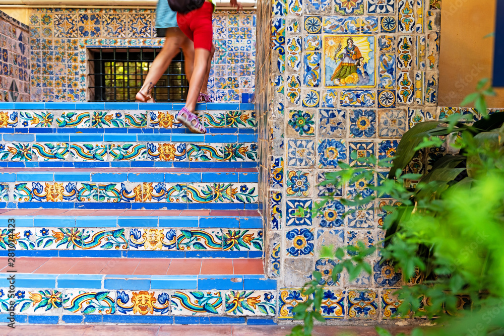 Madrid. Traditional spanish ceramic mosaic. Beautiful Andalusian ...