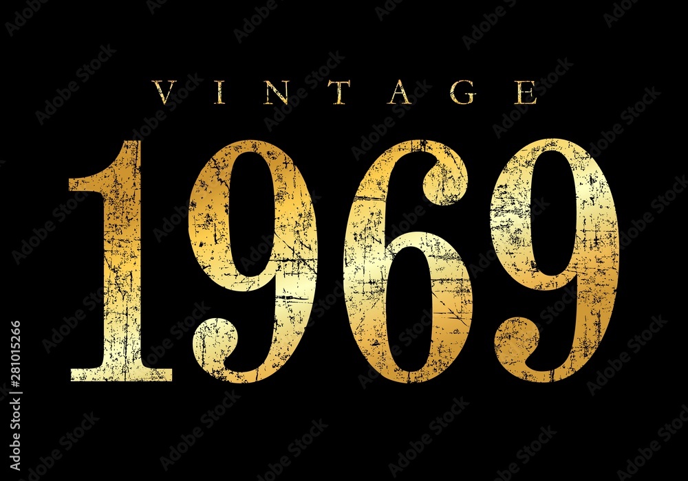 Vintage 1969 (Ancient Gold) Stock Illustration | Adobe Stock