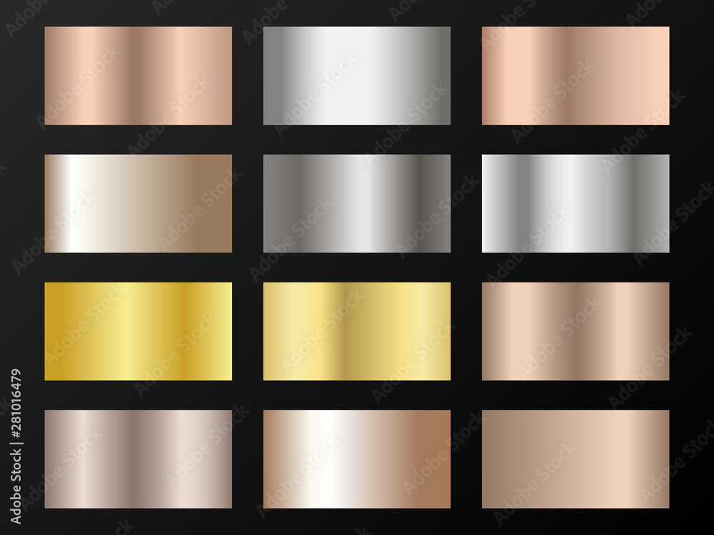 Gold, silver and bronze gradients vector mega set. Stock Vector | Adobe ...