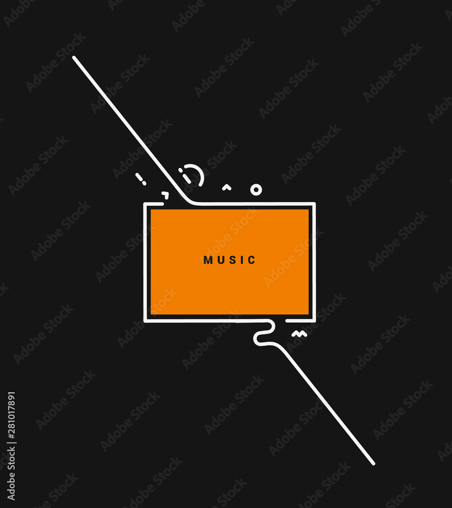 Music notes banner design, Flat Line art vector illustration. Stock ...