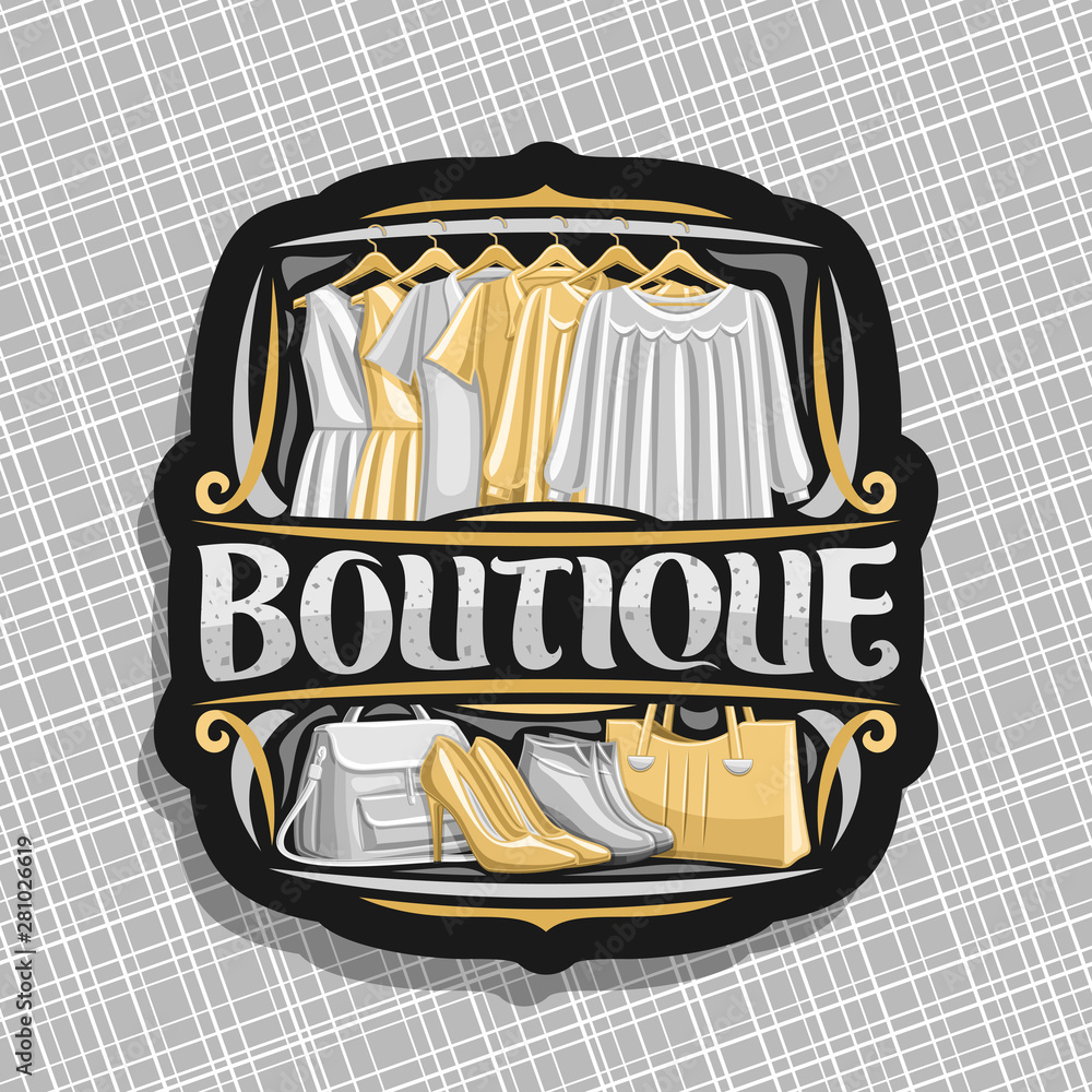 Vector logo for Boutique, black tag with illustration of women's ...