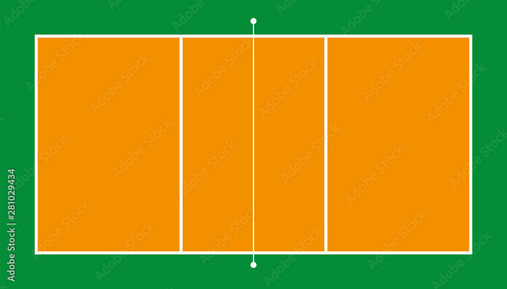 Frontal view of volleyball field. Geometric and flat. Stock Vector ...