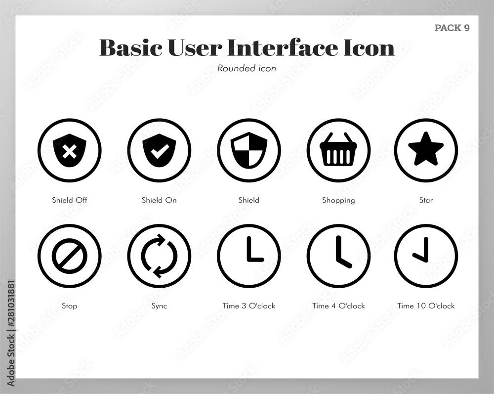 Basic UI icons rounded pack Stock Vector | Adobe Stock