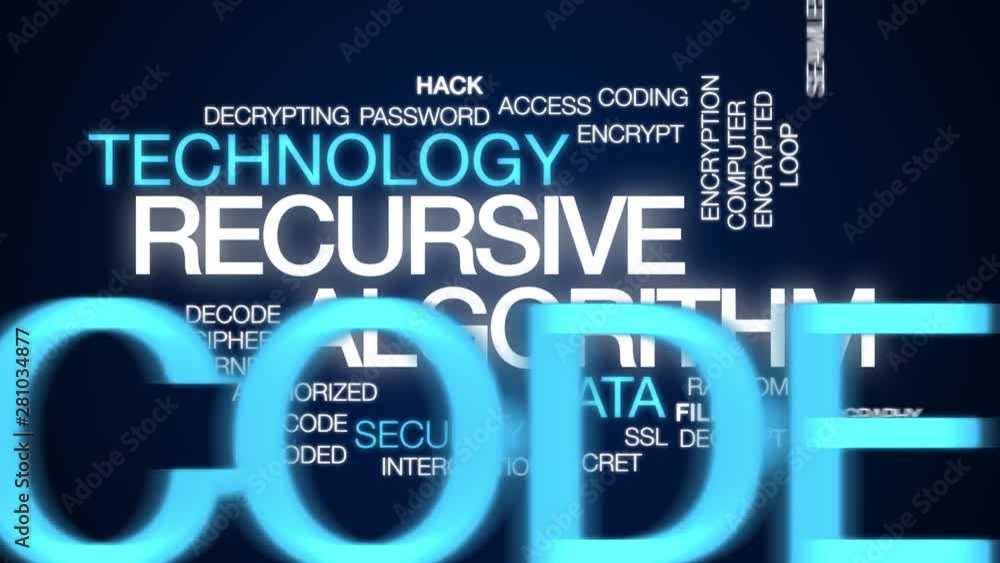 Recursive algorithm animated word cloud. Kinetic typography. Stock ビデオ ...