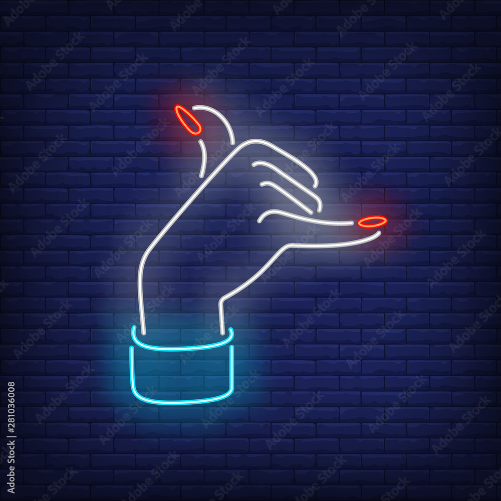 Shaka gesture neon sign. Female hand, thumb, little finger. Gestures ...