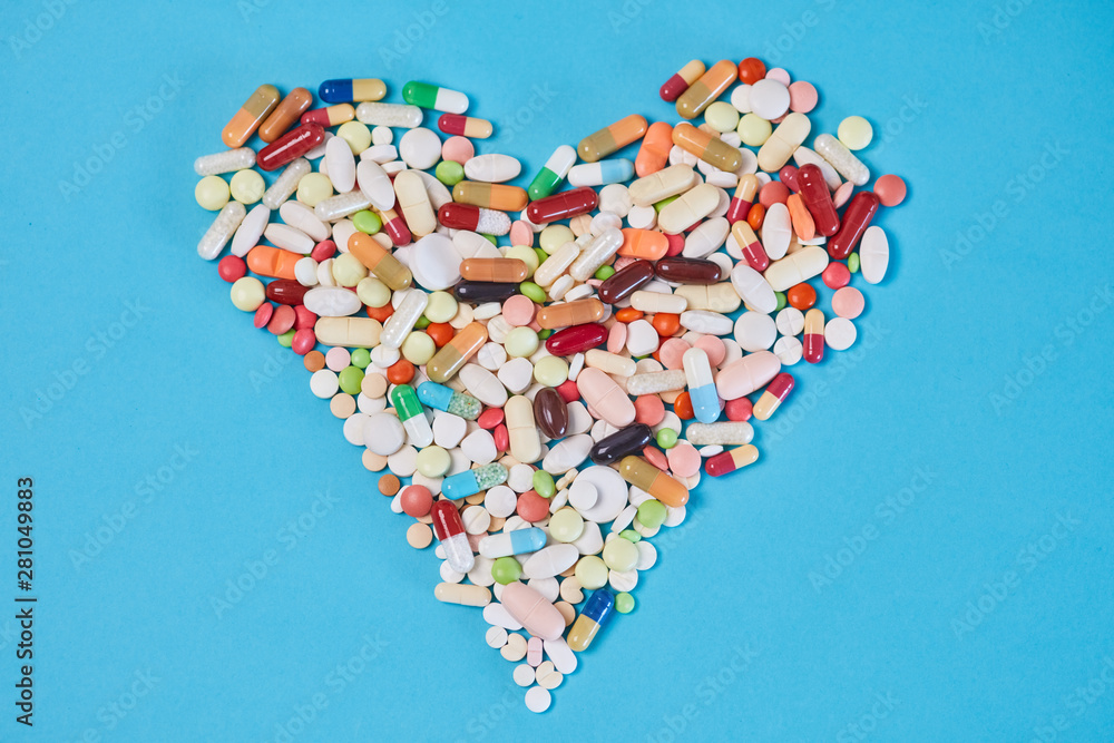 Heart shape from many medications Stock Photo | Adobe Stock