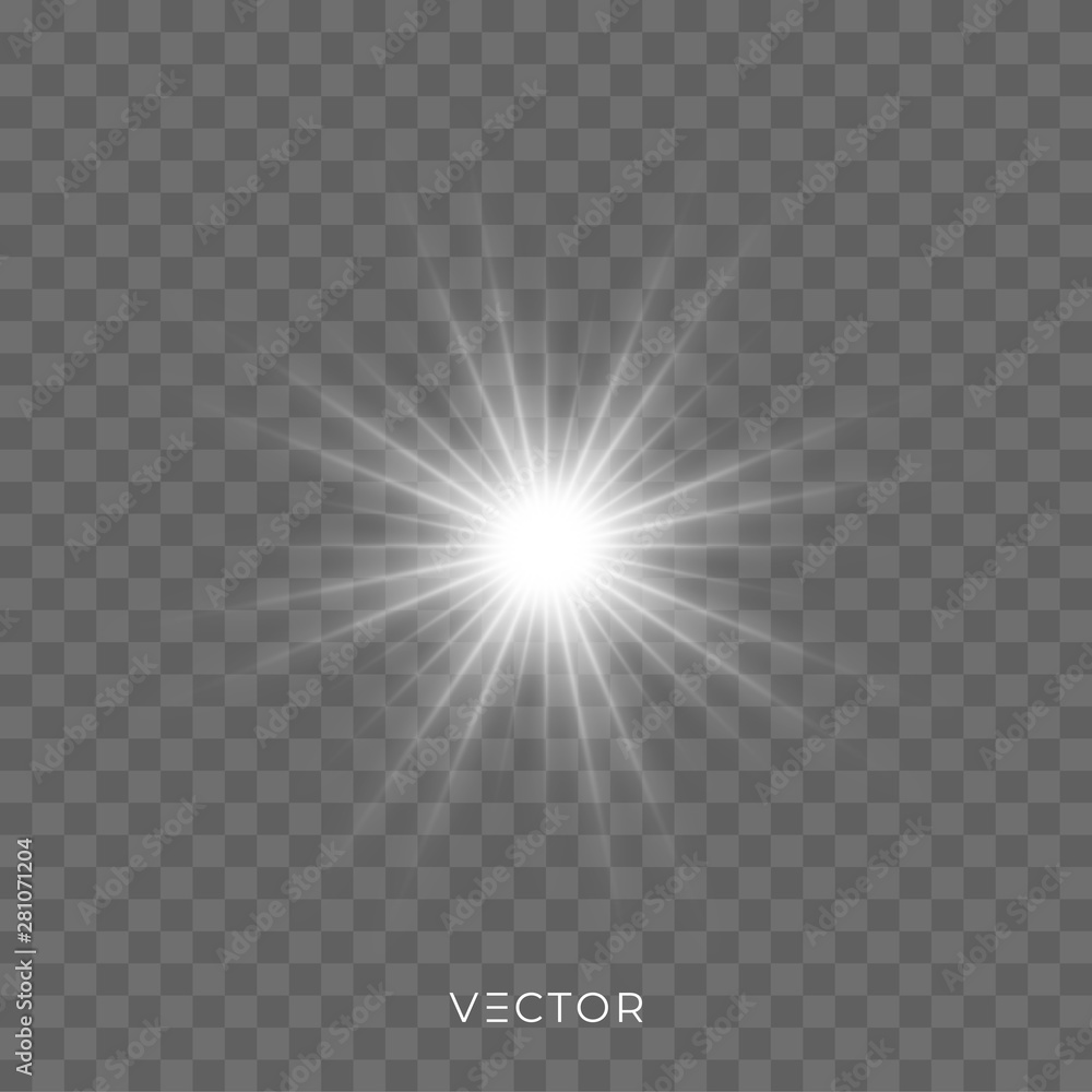 Star light shine, glitter glow flash sparks on transparent background. Vector bright sparkles ...
