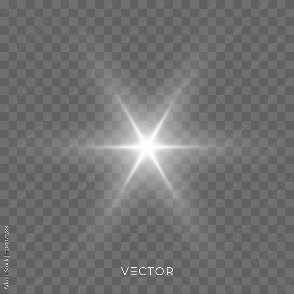 Star Light Shine Bright Flash Sparks With Lens Flare Effect Vector 