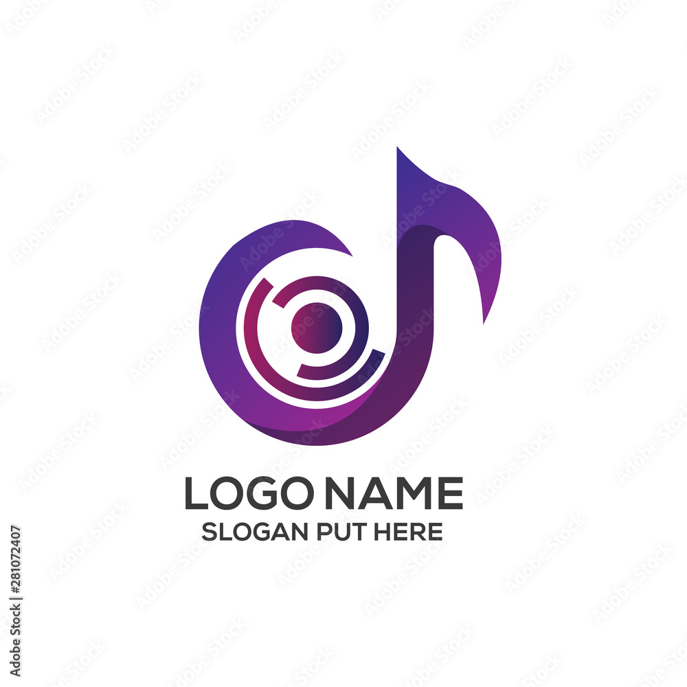 D Letter music logo design template Stock Vector | Adobe Stock