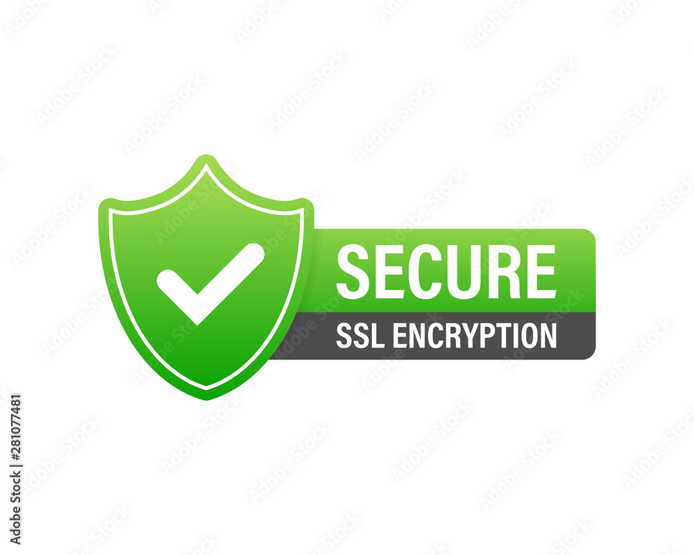 Secure connection icon vector illustration isolated on white background, flat style secured ssl ...