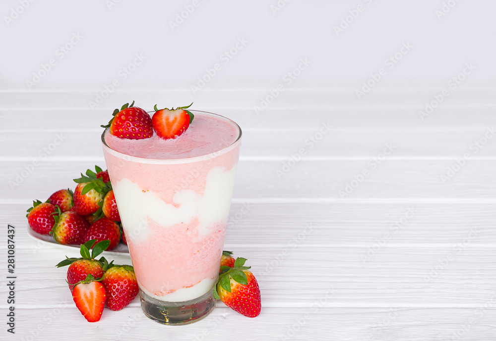 Strawberry yogurt fruit juice smoothie pink colorful fruit juice ...