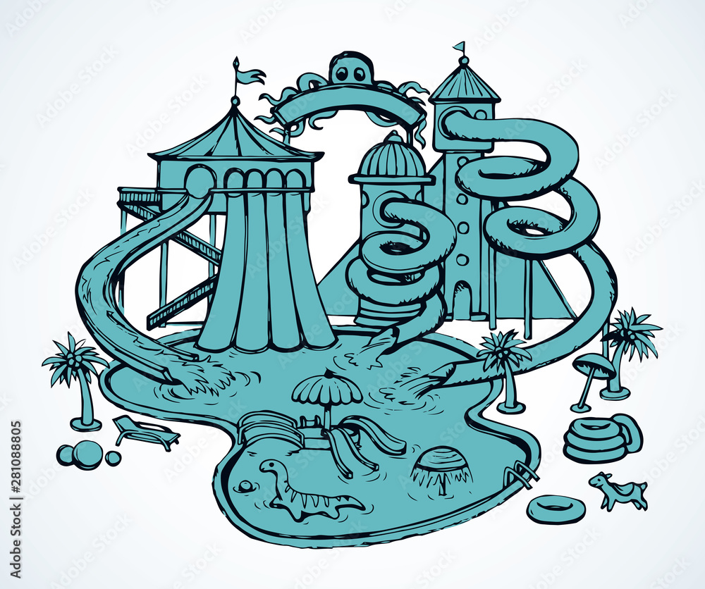 Aquapark. Vector drawing Stock Vector | Adobe Stock