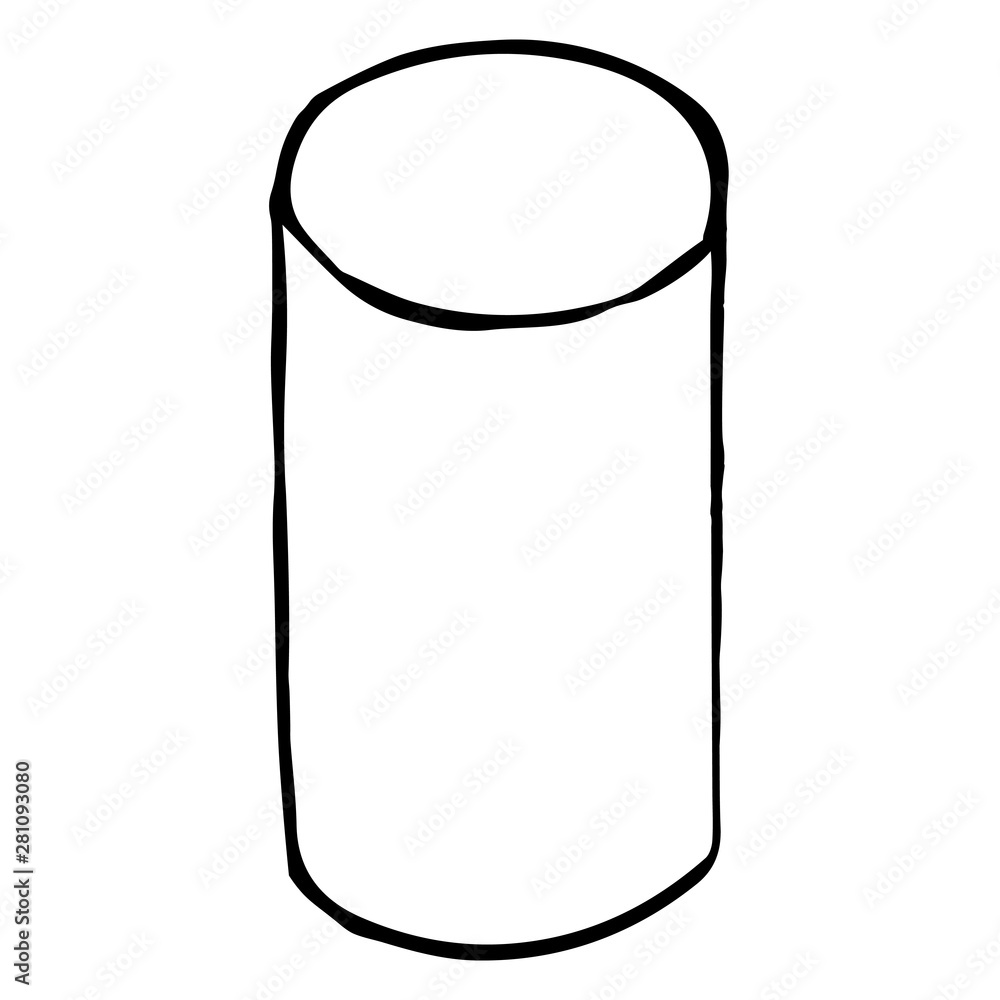 Mechanical drawing of cylinder. Simple isolated geometrical object for ...