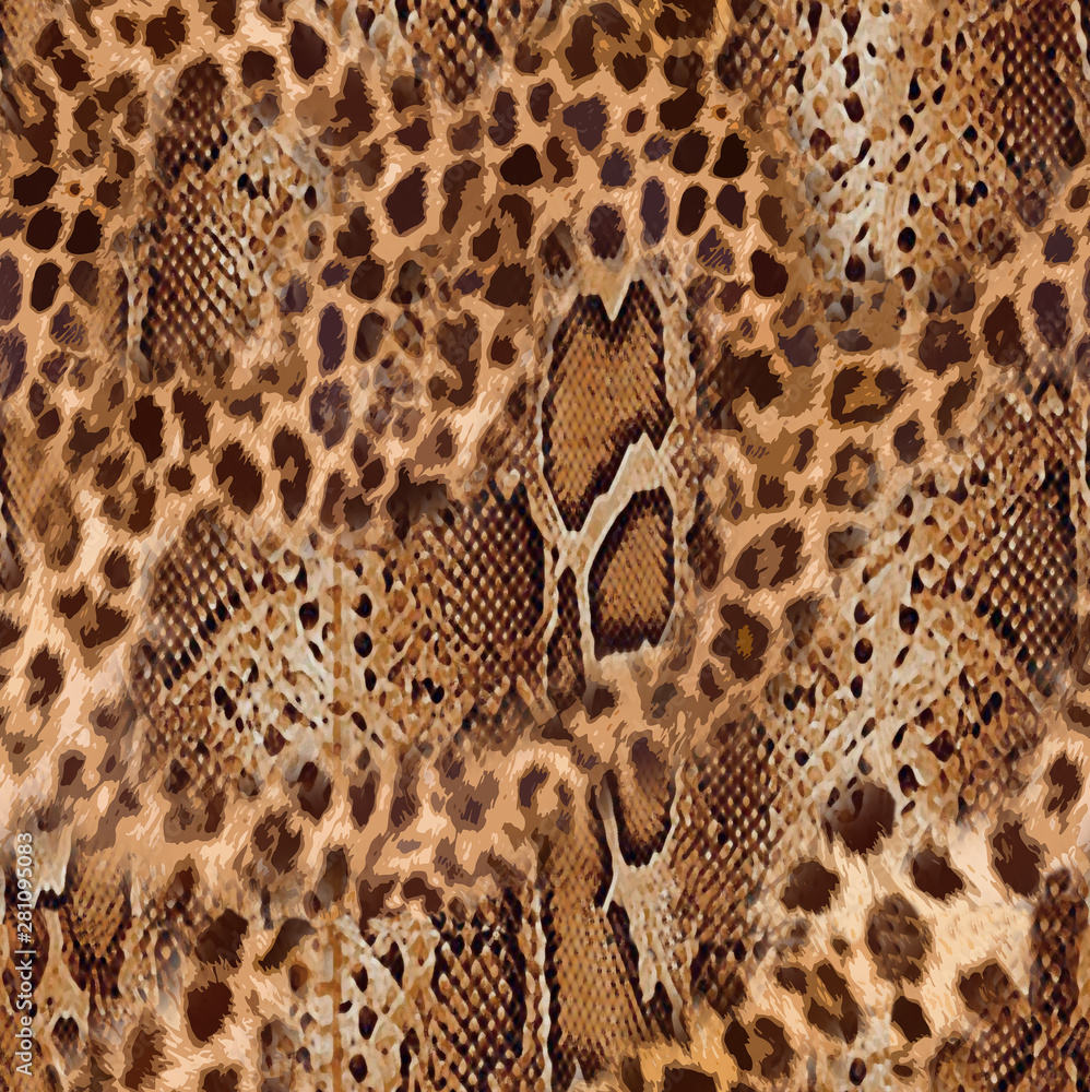 Seamless leopard and snake skin pattern design Stock Illustration ...