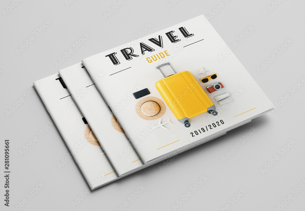 Travel Guide Layout with Blue and Orange Accents Stock Template | Adobe ...