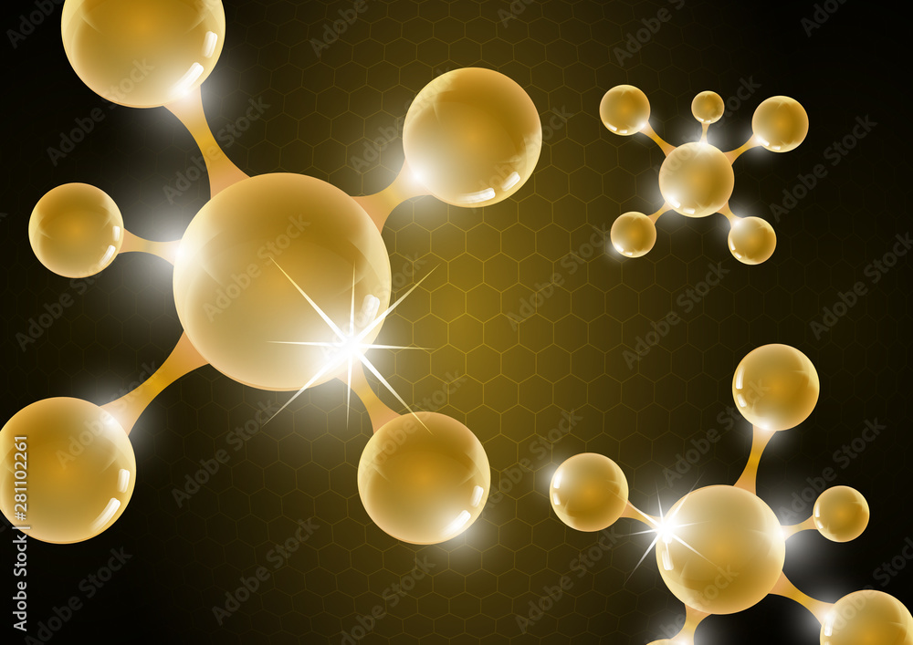 Modern abstract background of the molecule on a yellow background ...