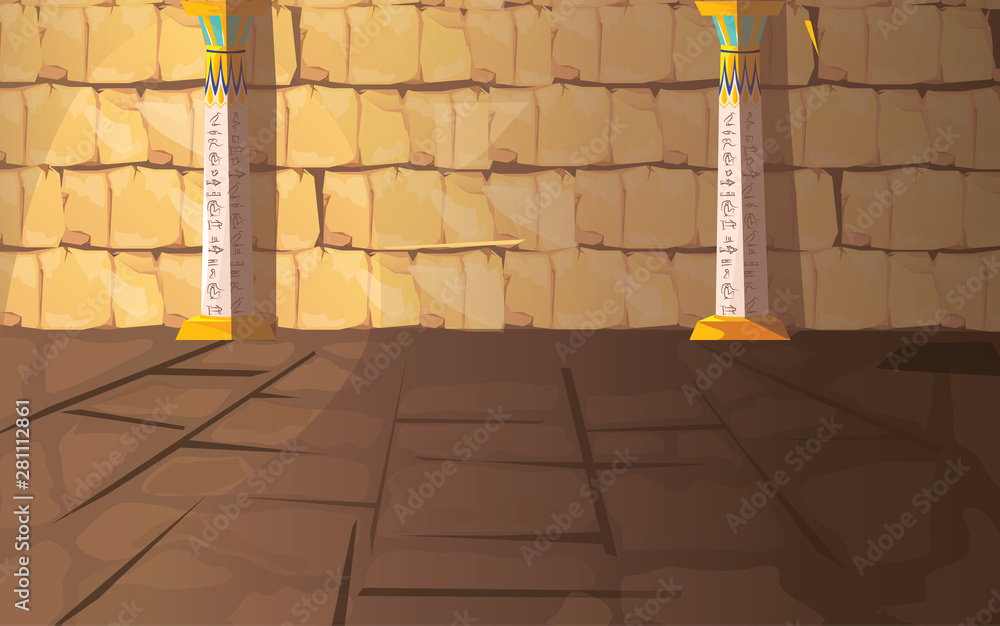 Ancient Egypt empty pharaoh tomb or temple room cartoon vector ...