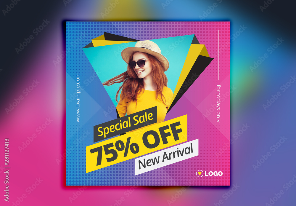 Pop Social Media Promotional Social Media Layout Stock Template | Adobe ...