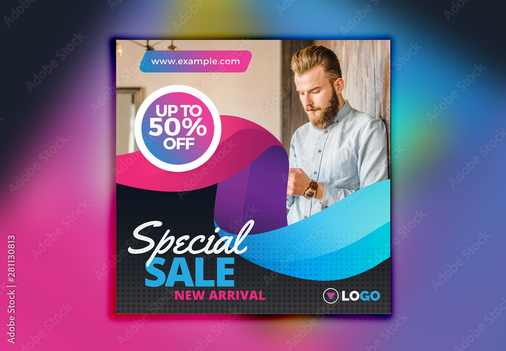 Colorful Promotion Post Layout for Social Media Stock Template | Adobe ...