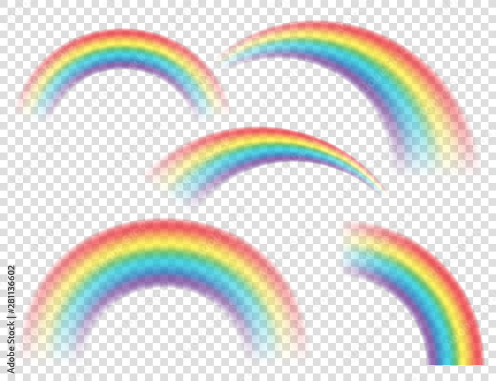 Abstract Realistic Colorful Rainbow on Transparent Background. Vector ...