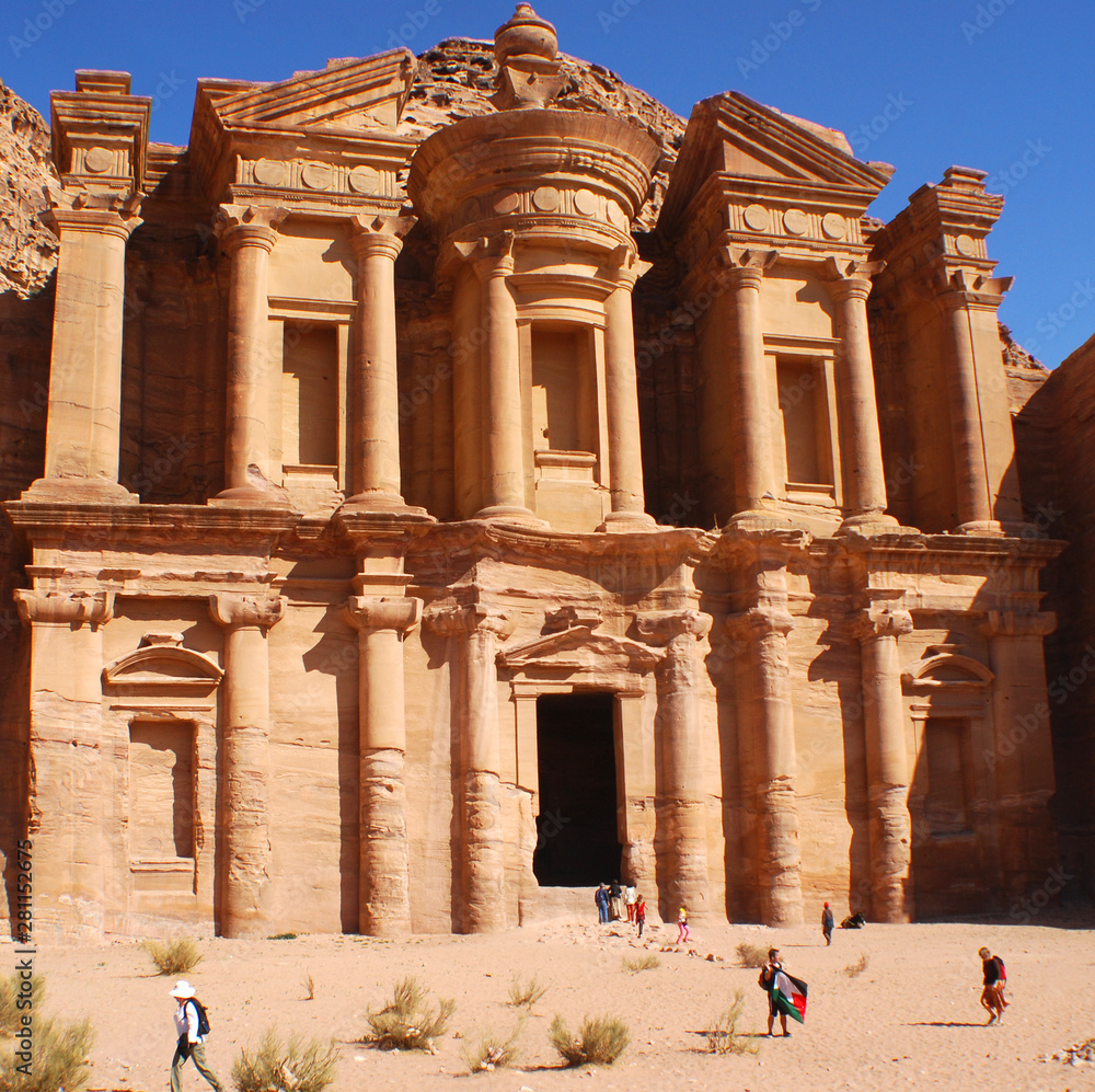Ancient abandoned rock city of Petra in Jordan. Petra is one of the New ...