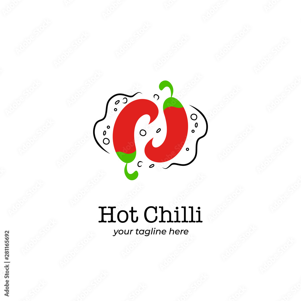 Spicy hot chilli pepper logo icon symbol in circle rotation circulation ...