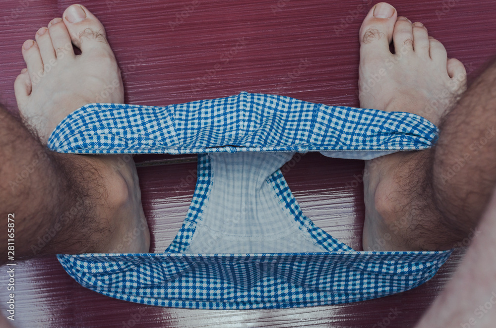 man in the toilet with his pants down Stock Photo | Adobe Stock