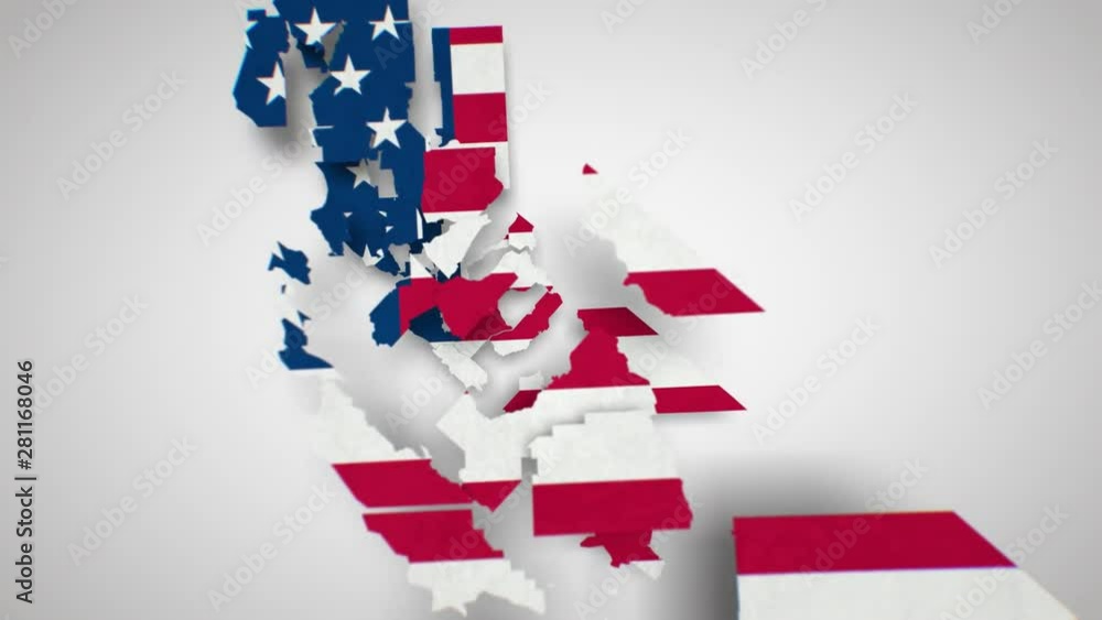 Motion Graphics Animated Map of California Forming - USA Flag Stock ビデオ ...