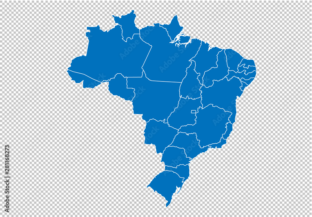 Vetor de brazil map - High detailed blue map with counties/regions ...