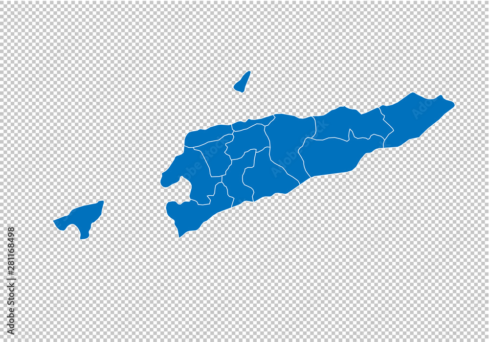 east Timor map - High detailed blue map with counties/regions/states of ...