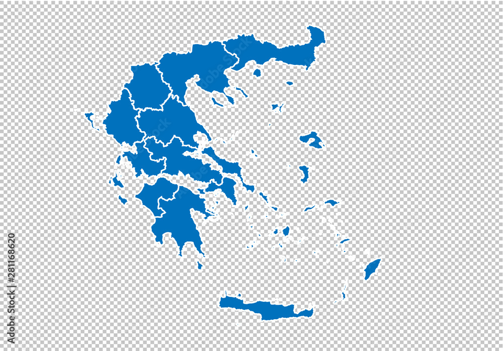 greece map - High detailed blue map with counties/regions/states of ...