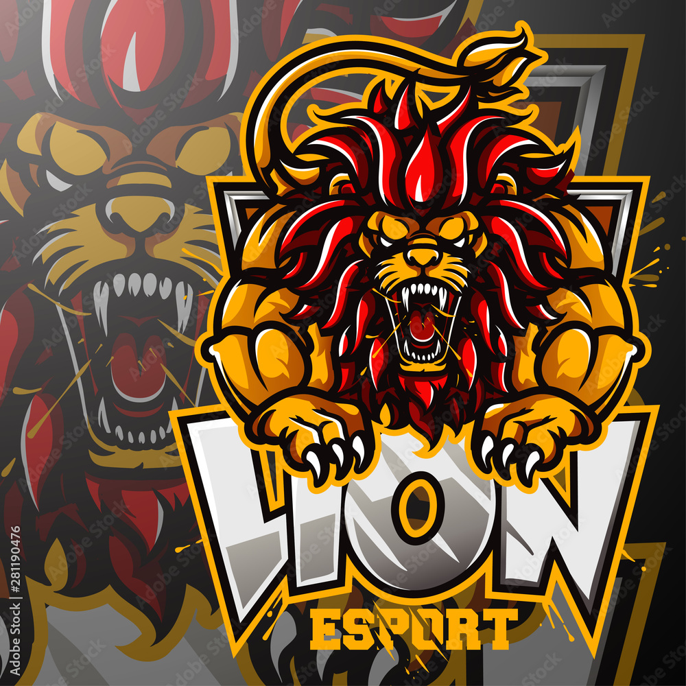 Lion esport logo design Stock Vector | Adobe Stock