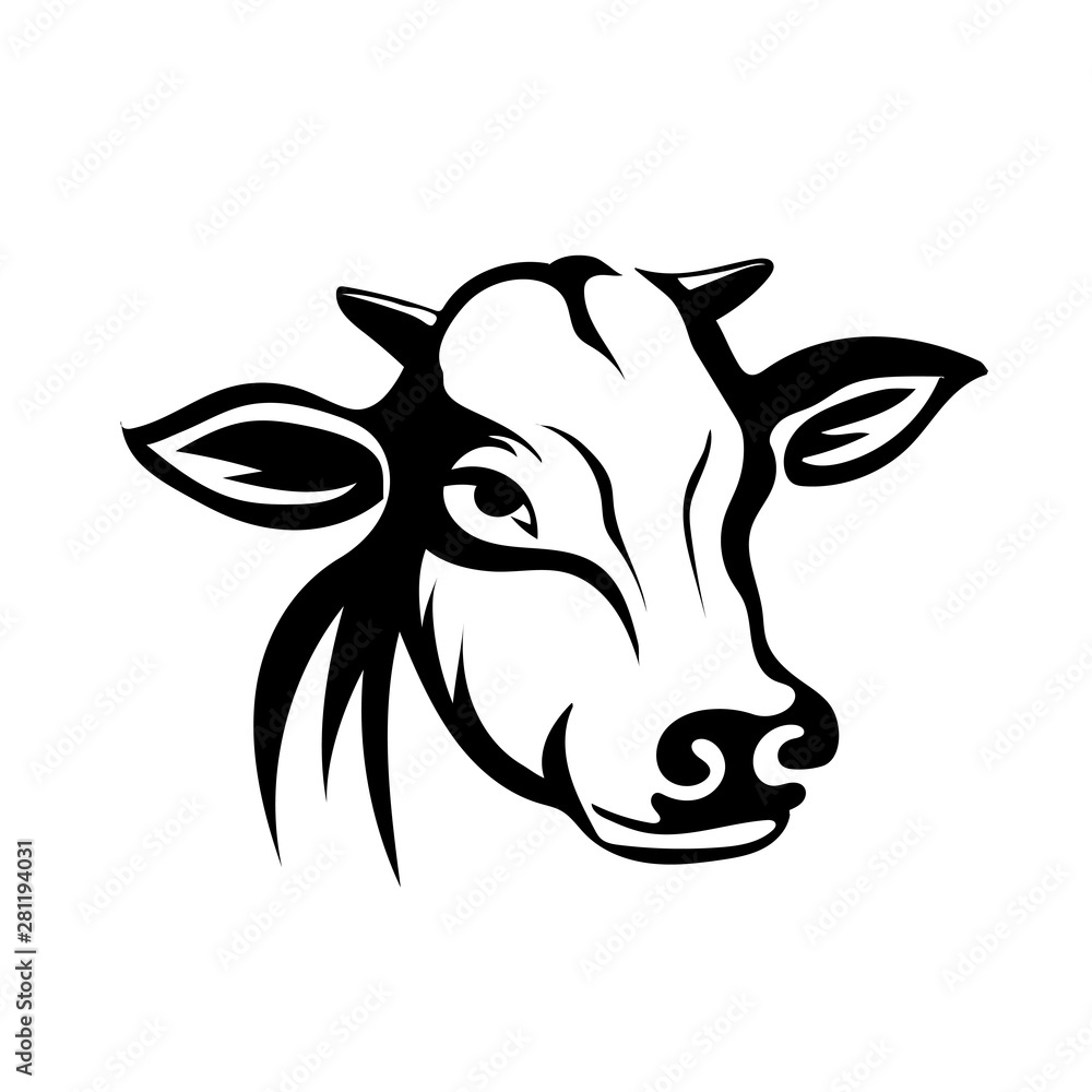 face cow head art logo design inspiration Stock Vector | Adobe Stock