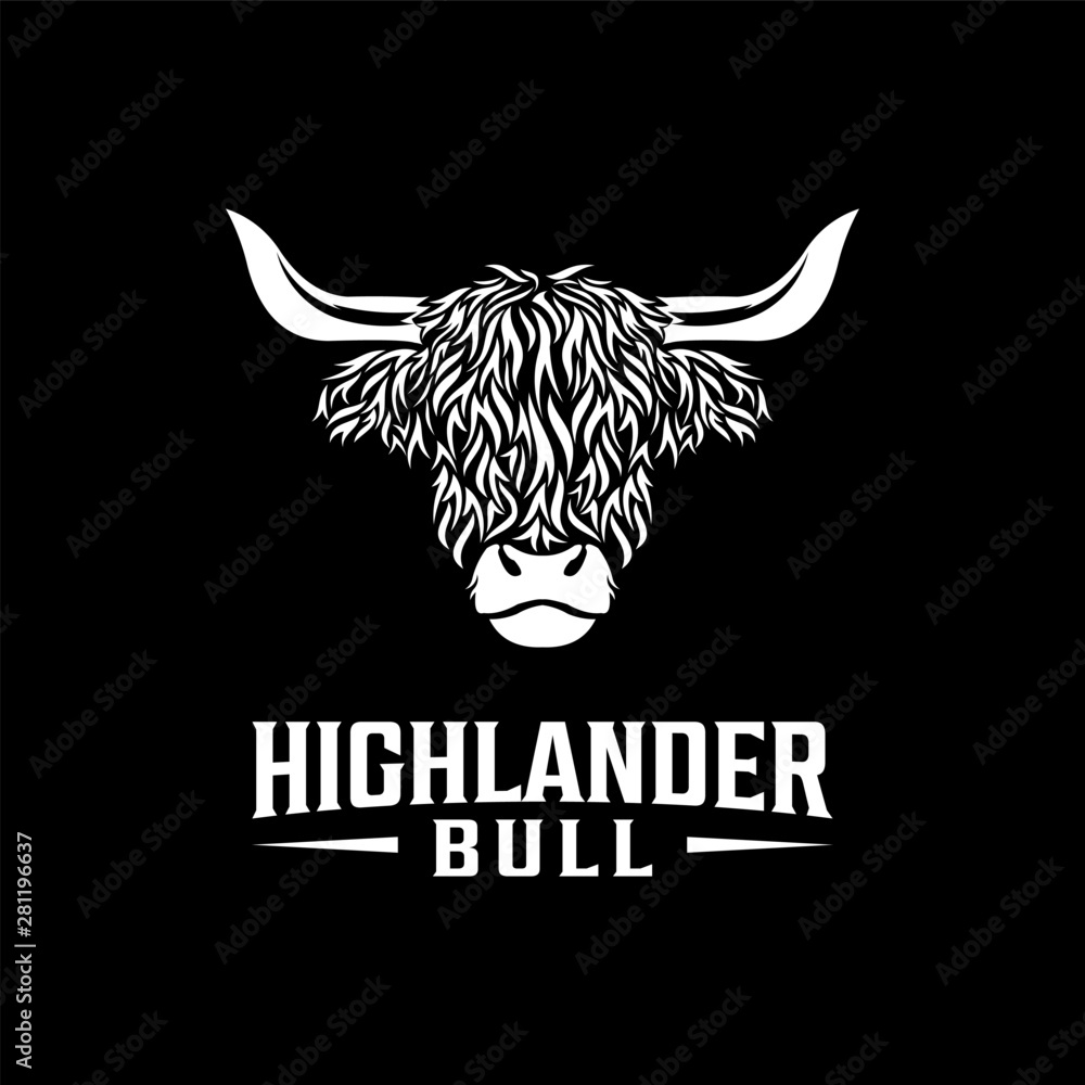 Highlander bull vintage logo design. Mascot logo design Stock Vector ...