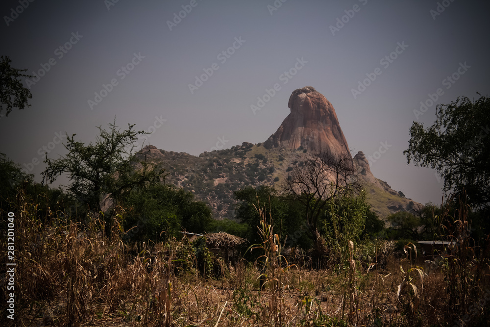 Lanscape with Mataya village of sara tribe people, Guera, Chad Stock ...
