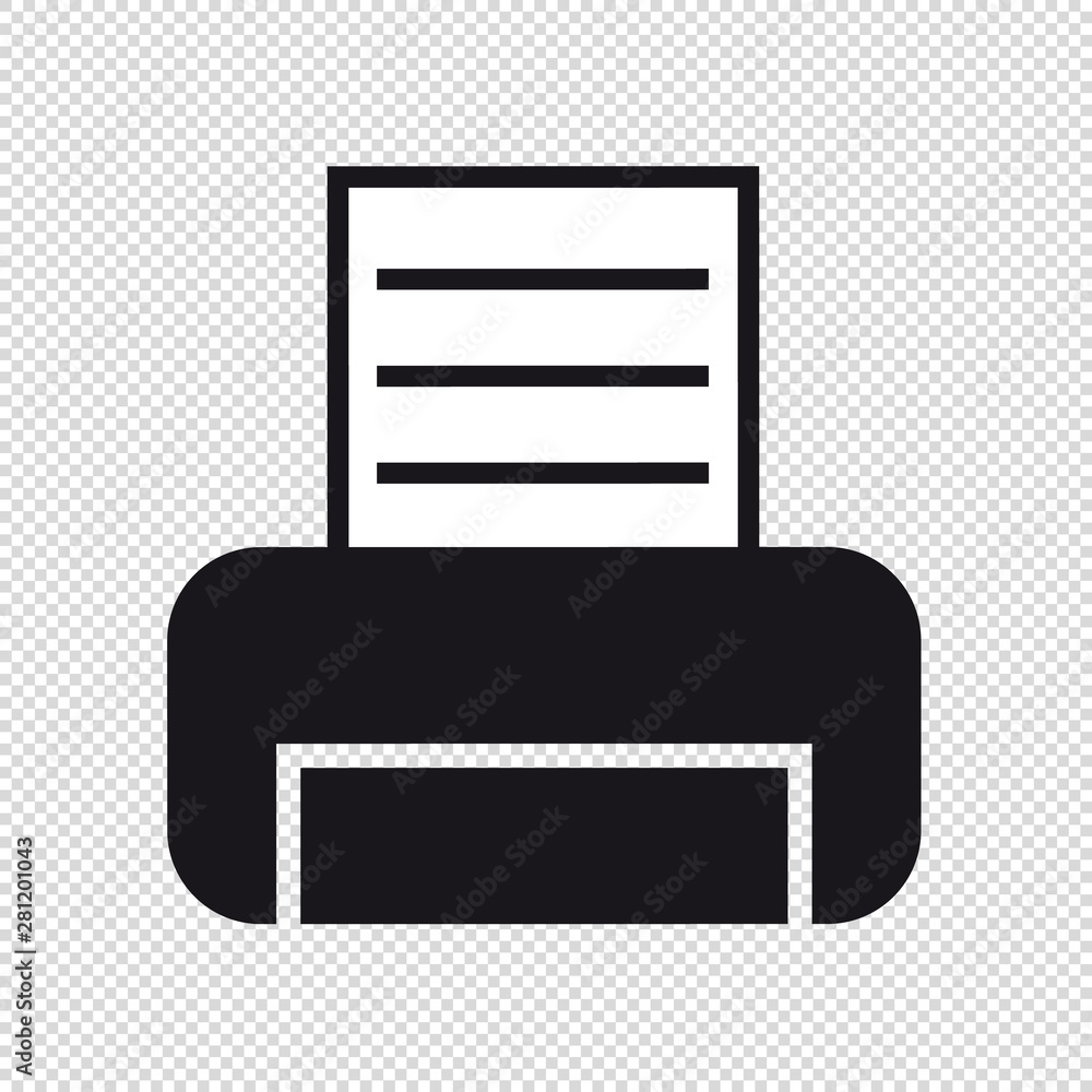 Black Printer Icon - Vector Illustration - Isolated On Transparent ...