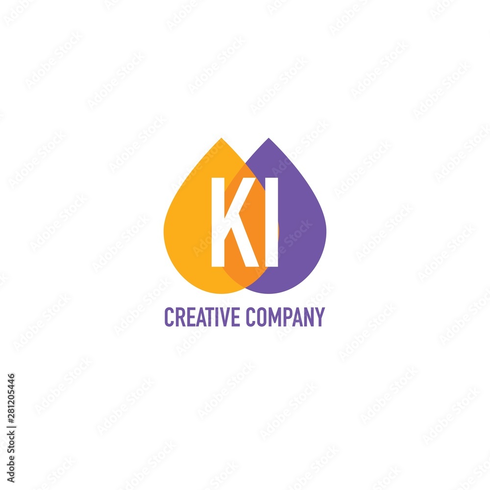 Initial Letter KI Water Oil Icon Logo Design Template Stock Vector ...
