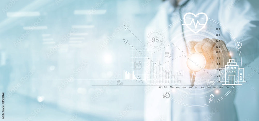 Health Insurance, Healthcare business graph and Medical examination ...