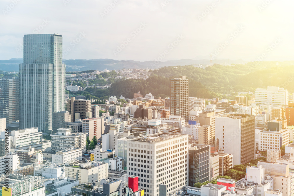 Poster city skyline aerial view of Sendai in Japan – Wall Art | UkPosters