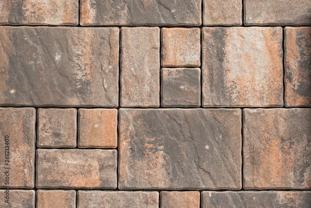 Cobblestone texture. The sidewalk tile is evenly folded. Different ...